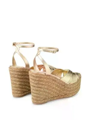 JIMMY CHOO Korra 100 Metallic Nappa Leather Wedge Sandals