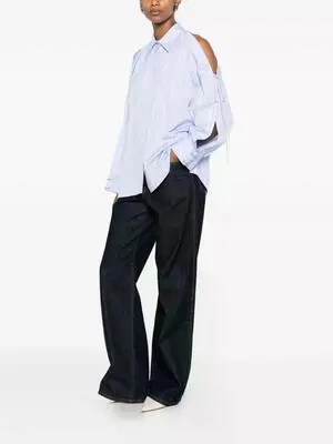 Erika Cavallini Cold-shoulder Pinstripe Shirt