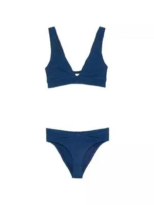 Hunza G Crinkle-effect V-neck Bikini - Blue