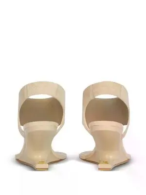 Balmain Suede Wedge Sandals - Neutrals