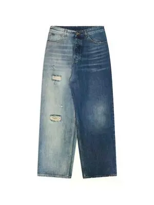 Vetements Distressed Wide Leg Jeans - Blue