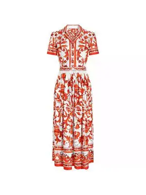 Dolce & Gabbana Majolica-print Twill Dress - Red