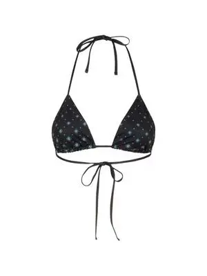 Casablanca Monogram Tie Triangle Bikini Top - Black