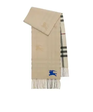 Burberry Reversible Checked Fringed Scarf - Stone