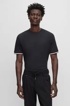 Hugo Boss Stripe-trim Crewneck T-shirt