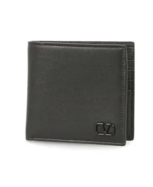 Valentino Garavani Logo Plaque Bi-fold Wallet - Black