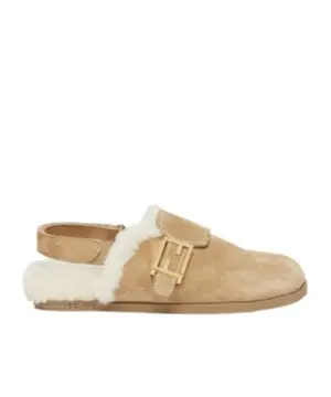 Fendi Logo Buckle Flat Sandals