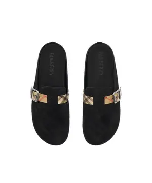 Burberry Checked Slip-on Clogs - Black