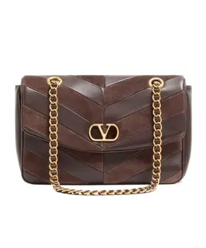 Valentino Garavani Djuna Medium Chain Shoulder Bag - Ebony