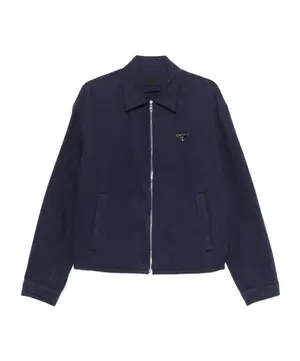 Prada Logo Zip-up Denim Jacket