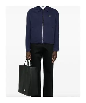 Prada Logo Zip-up Denim Jacket