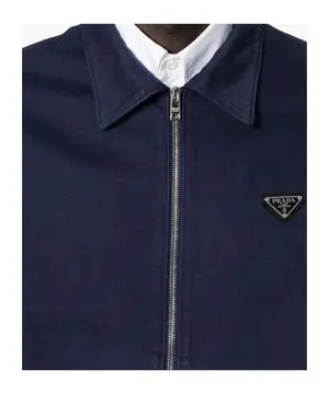 Prada Logo Zip-up Denim Jacket