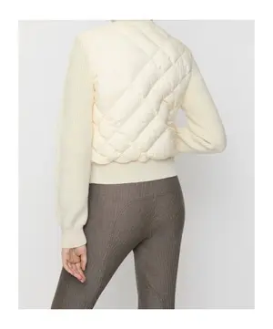 Burberry Quilted Check-stitch Nylon And Wool Zip-up Jacket - Ceramic White
