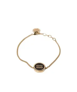 Miu Miu Enameled Metal Logo Bracelet - Yellow