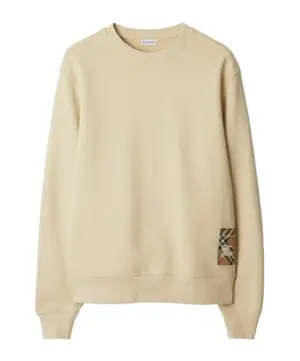 Burberry Checked Patch Crewneck Sweatshirt - Nutmeg
