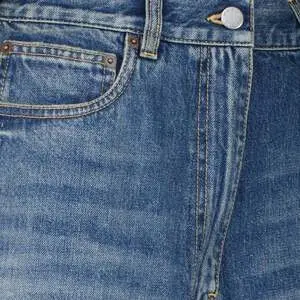 Prada High-waist Denim Shorts With Logo Plaque