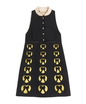 Valentino Garavani Collared Sleeveless Dress With Bow And Heart Embroidery