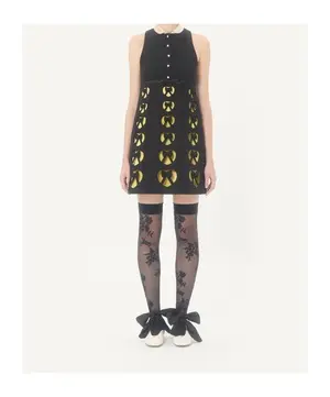 Valentino Garavani Collared Sleeveless Dress With Bow And Heart Embroidery