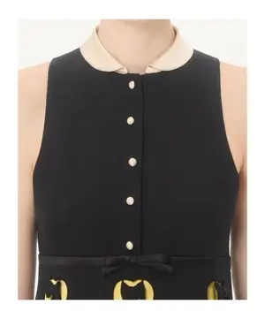Valentino Garavani Collared Sleeveless Dress With Bow And Heart Embroidery