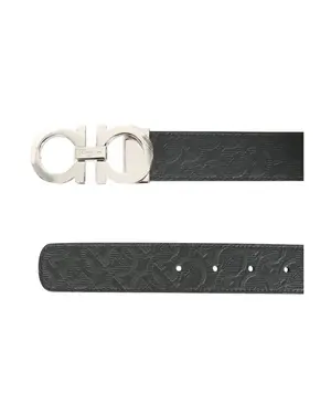 FERRAGAMO Gancini Logo Leather Belt - Black