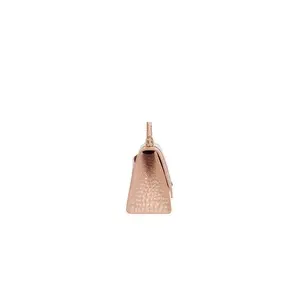 Balenciaga Hourglass Small Embossed Crocodile Effect Handbag - Nude