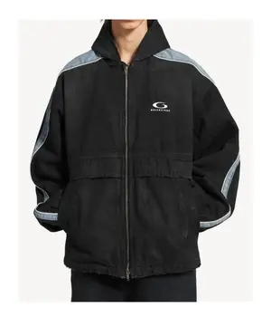Balenciaga Distressed Hooded Zip-up Jacket With Piping Details