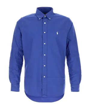 Polo Ralph Lauren Logo Embroidered Curved Hem Shirt - Blue
