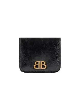 Balenciaga Logo Plaque Bifold Wallet - Black