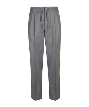 Brunello Cucinelli Pleated Tapered Leg Trousers - Medium Gray