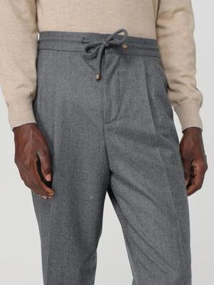 Brunello Cucinelli Pleated Tapered Leg Trousers - Medium Gray