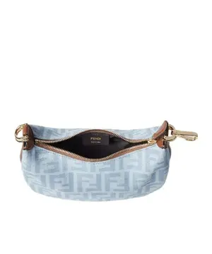 Fendi Mini Baguette Ff Denim Tote Bag - Light Blue