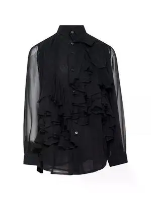 Comme Des Garçons Ruffled Sheer Blouse - Black