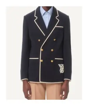 Valentino Garavani Double-breasted Wool Jacket With Vg Embroidery