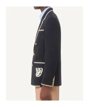 Valentino Garavani Double-breasted Wool Jacket With Vg Embroidery
