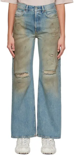 Acne Studios Distressed Wide-leg Jeans - Medium Blue