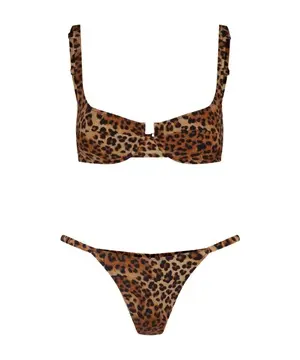 MC2 SAINT BARTH Leopard Print Bikini - Brown