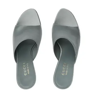 Gucci Embossed Logo Slide Sandal With Stiletto Heel - Light Blue