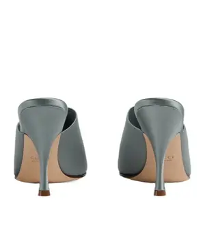 Gucci Embossed Logo Slide Sandal With Stiletto Heel - Light Blue