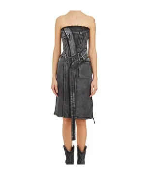 Ottolinger Off-shoulder Denim Dress With Asymmetrical Cutout