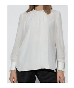 Max Mara Silk Pleated Blouse With Crew Neck And Long Sleeves
