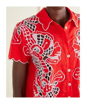 Farm Rio Embroidered Short Sleeve Shirt