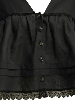 GANNI Lace-trimmed Linen Top