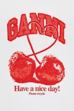 GANNI Graphic Cherry Print T-shirt - Bright White