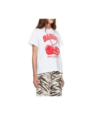 GANNI Graphic Cherry Print T-shirt - Bright White