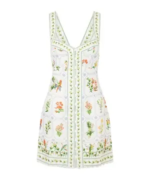 Farm Rio Floral Print Slip Dress With Criss-cross Straps - White