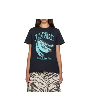 GANNI Graphic Banana T-shirt - Phantom Black