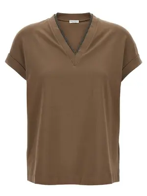 Brunello Cucinelli V-neck Short-sleeved T-shirt - No