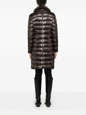 Herno High-neck Down Coat With Removable Fur Collar - Brown