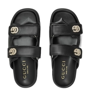 Gucci Double G Sandals With Light Gold Tone Accessories
