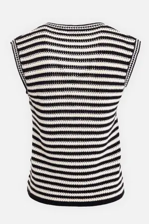 ANINE BING Lowen Striped V-neck Vest